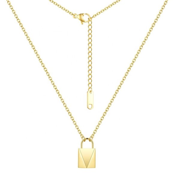 Jewelry | New 18k Gold Stainless Steel Lock Choker Necklace | Poshmark